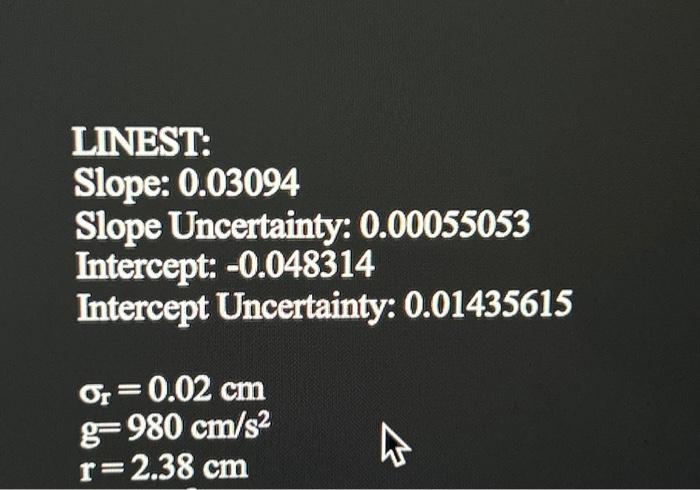 LNEST: Slope: 0.03094 Slope Uncertainty: 0.00055053 | Chegg.com