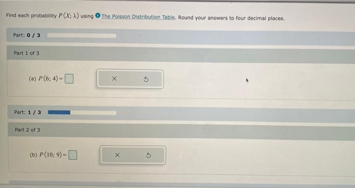 Solved Find each probability P(x; 2) using The Polsson | Chegg.com