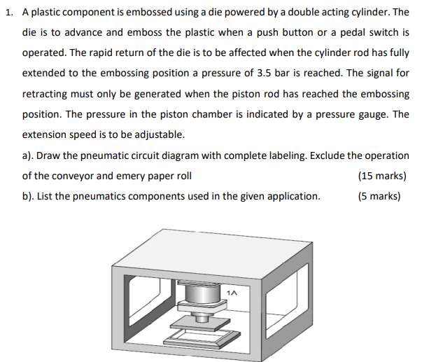 A plastic component is embossed using a die powered | Chegg.com