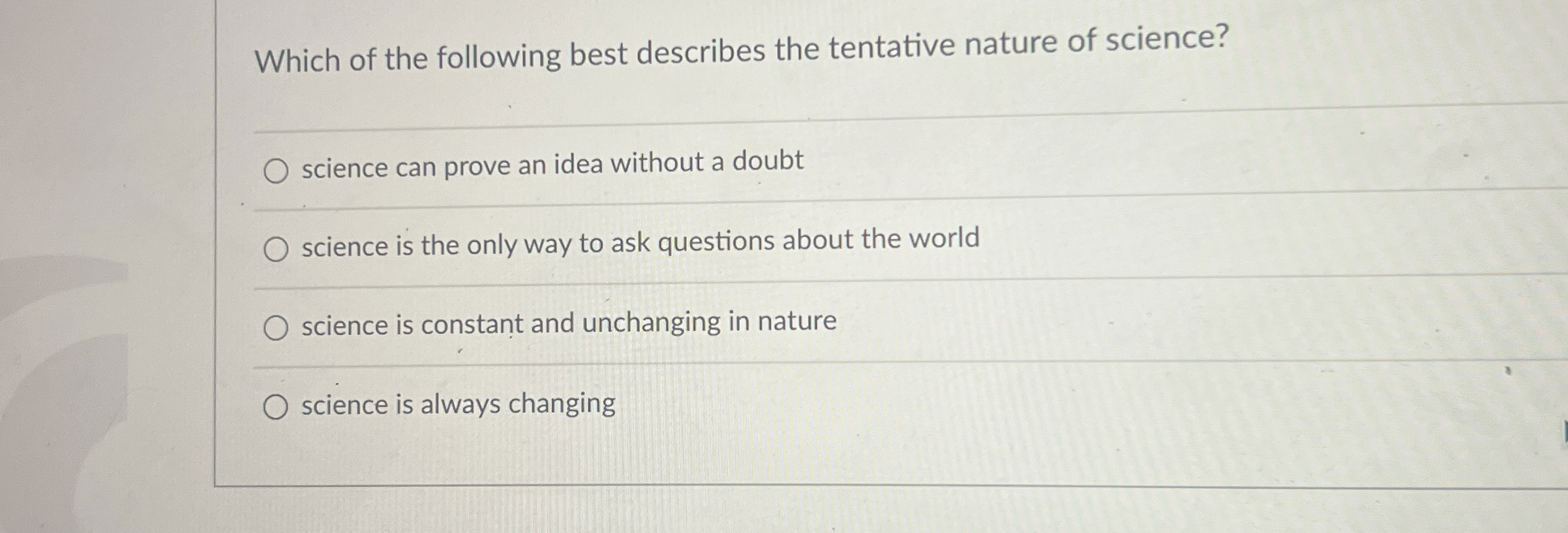 Solved Which of the following best describes the tentative | Chegg.com