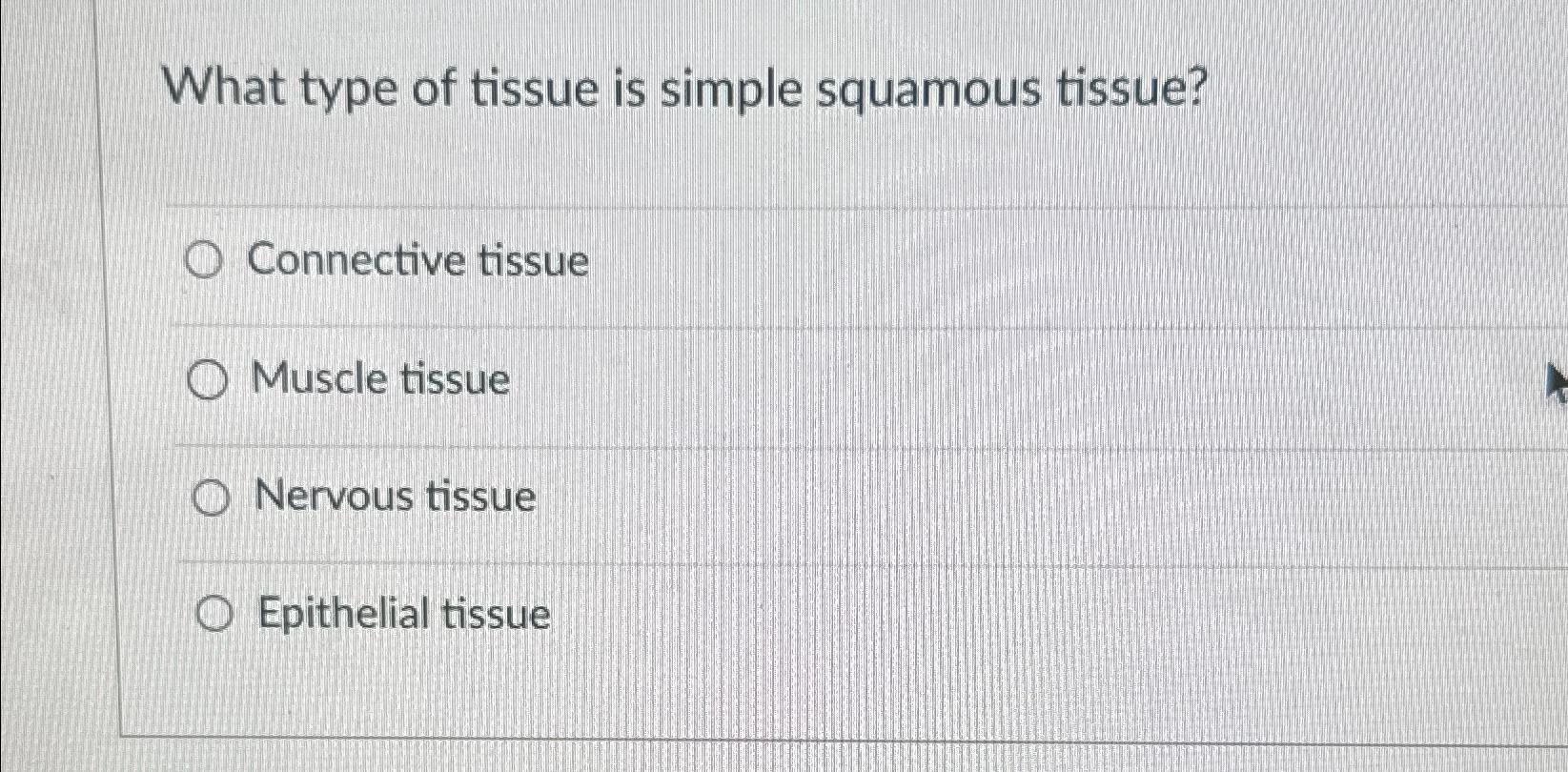 Solved What type of tissue is simple squamous | Chegg.com