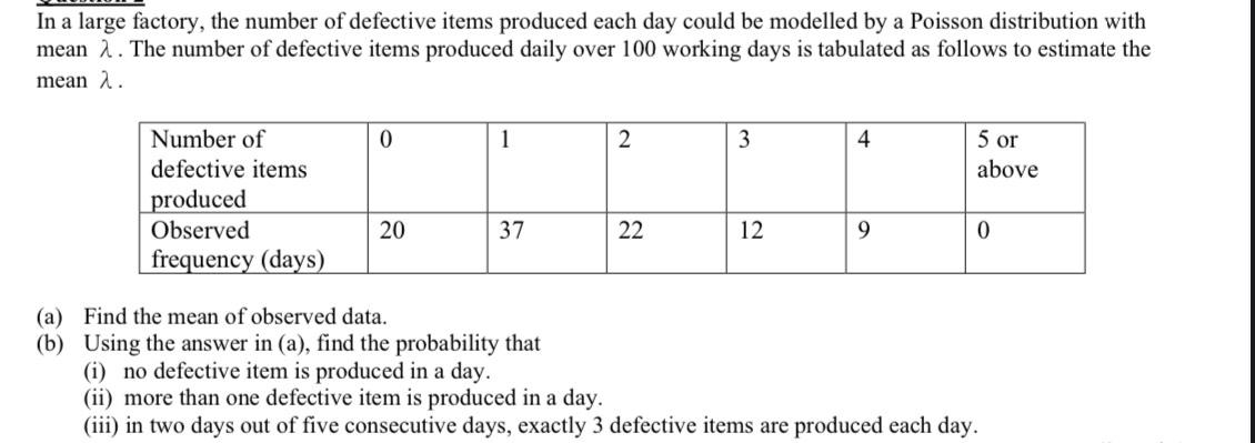 Solved In a large factory, the number of defective items | Chegg.com