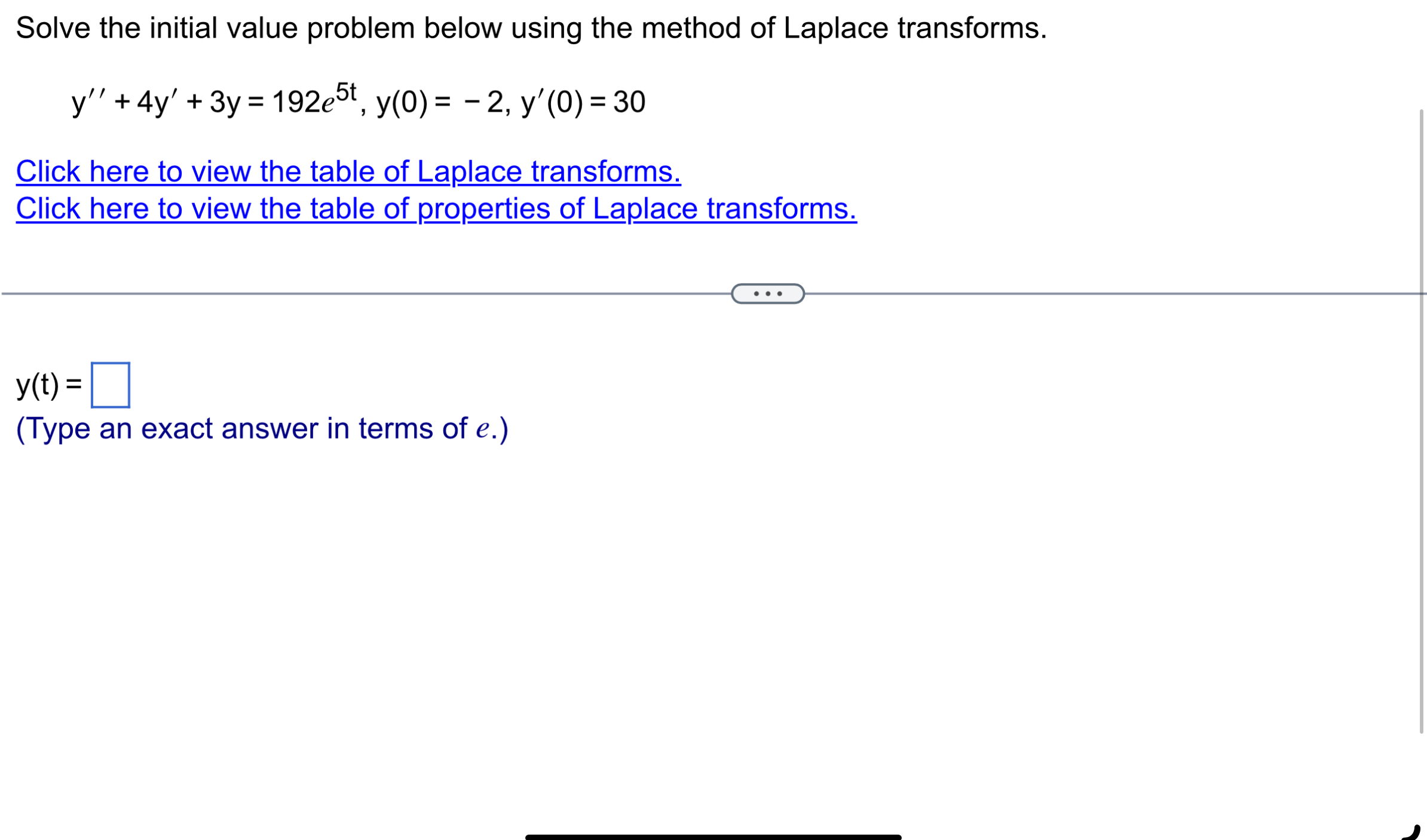 Solved Solve the initial value problem below using the | Chegg.com
