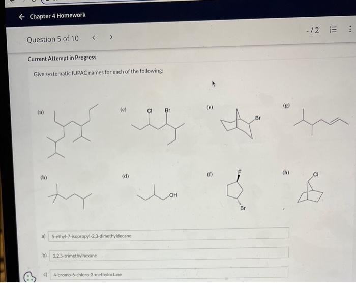 Solved Give systematic IUPAC names for each of the | Chegg.com