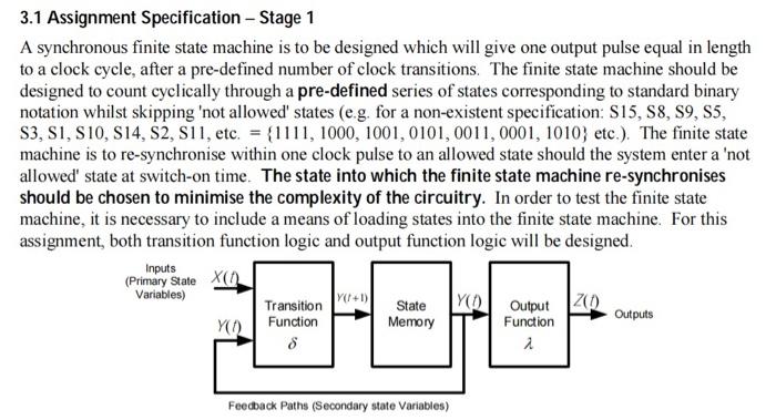 3.1 Assignment Specification - Stage 1 A synchronous | Chegg.com