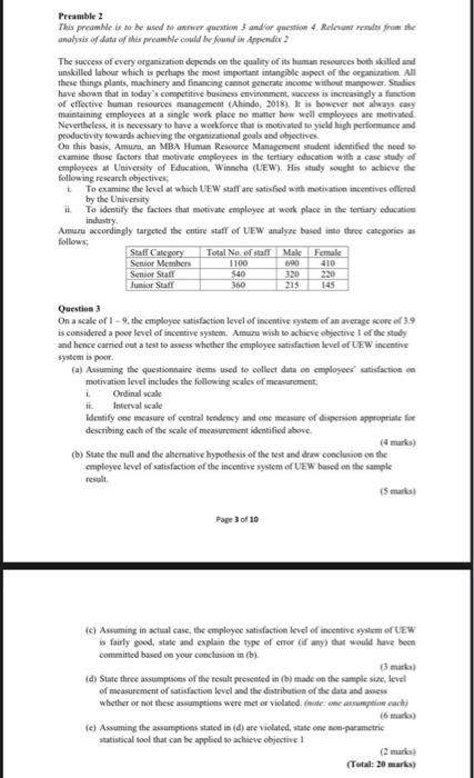 Preamble 1 This preamble is to be used to answer | Chegg.com