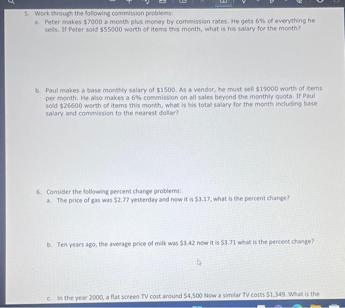 Solved Work through the following commission problems: a. | Chegg.com