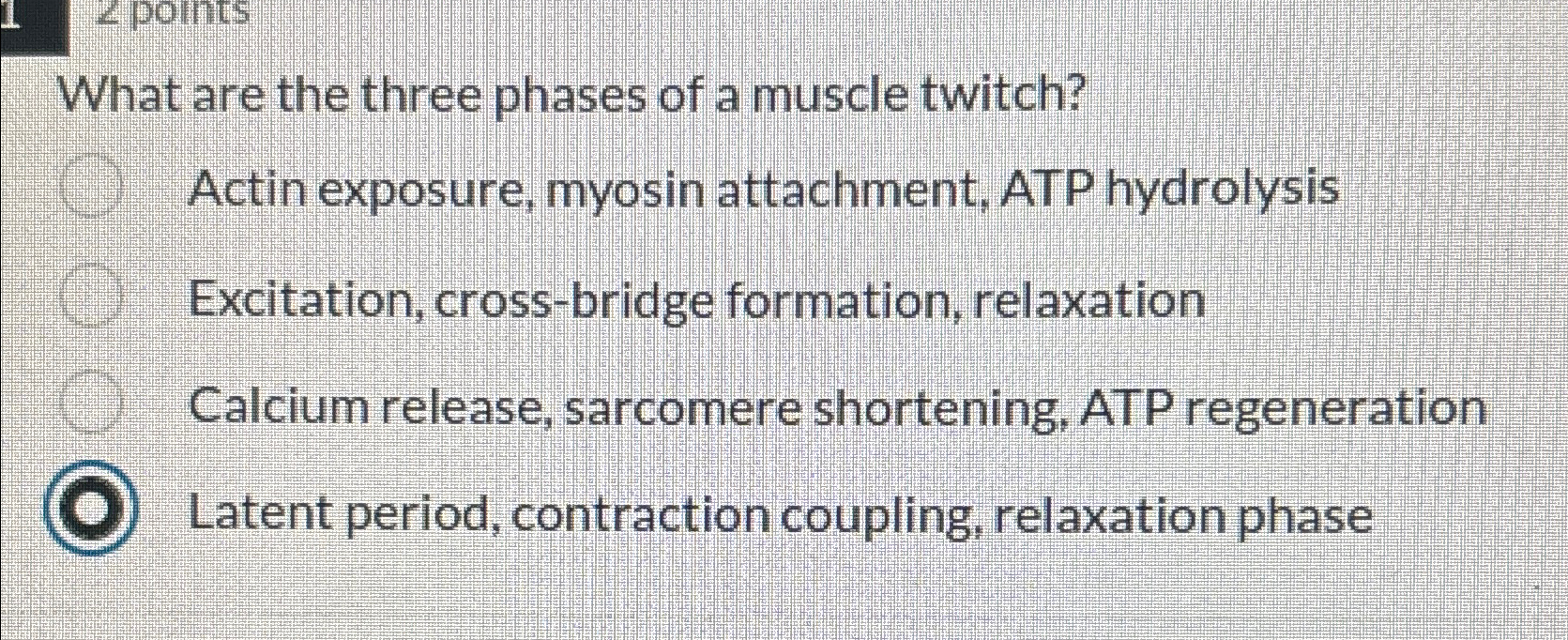 Solved What are the three phases of a muscle twitch?Actin | Chegg.com Solved What are the three phases of a muscle twitch?Actin | Chegg.com