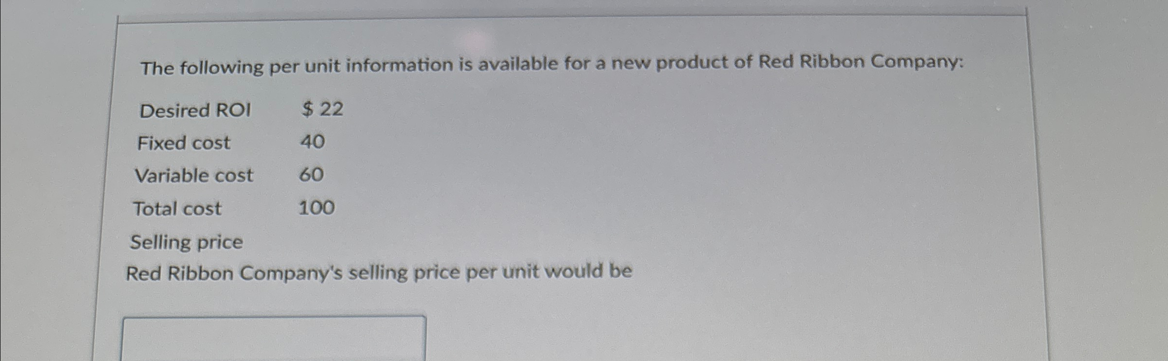 Solved The following per unit information is available for a | Chegg.com