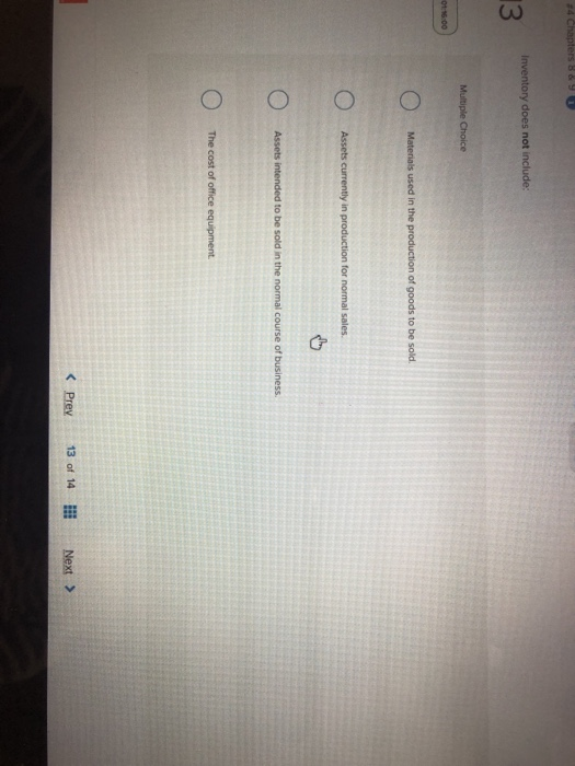 Solved 14 Chapters 8 & 9 Inventory does not include: | Chegg.com