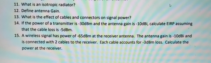 Solved 11. What is an isotropic radiator? 12. Define antenna | Chegg.com
