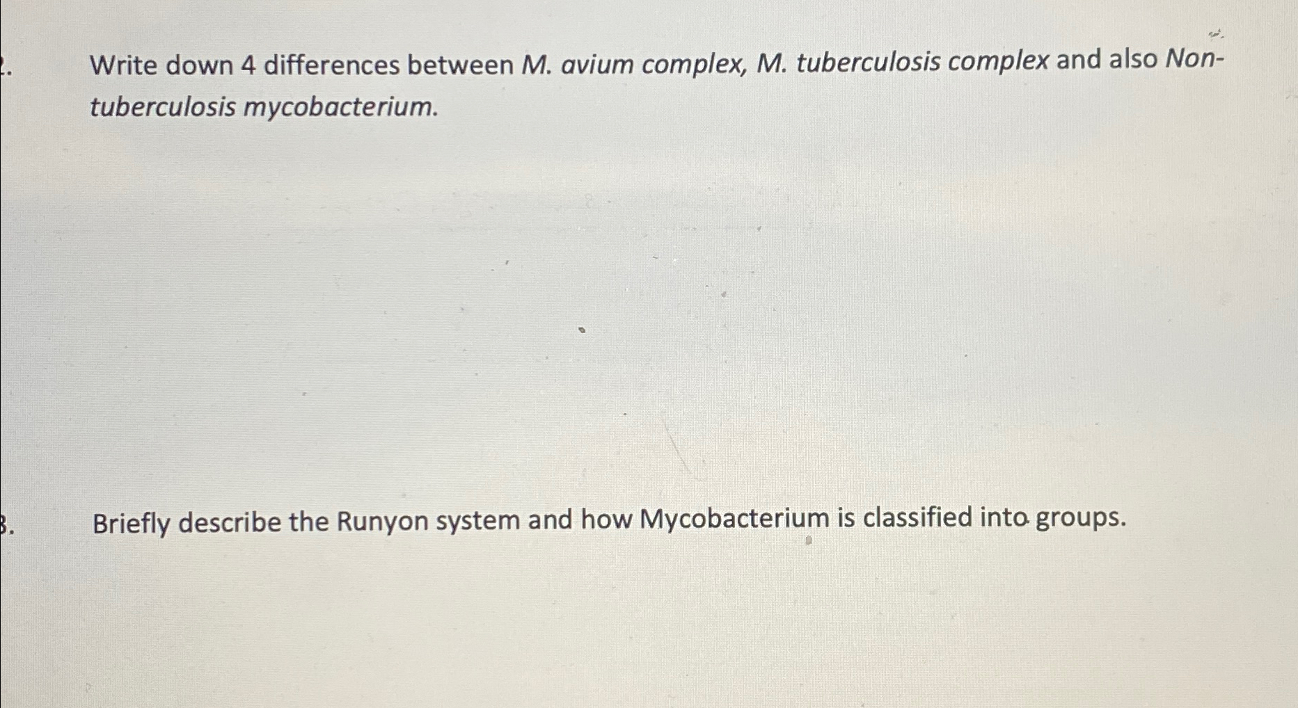 Solved Write down 4 ﻿differences between M. ﻿avium complex, | Chegg.com