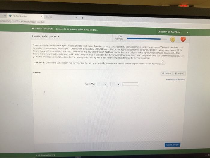 Solved - Save & Exit Certify Lesson 12.1a Inference about | Chegg.com