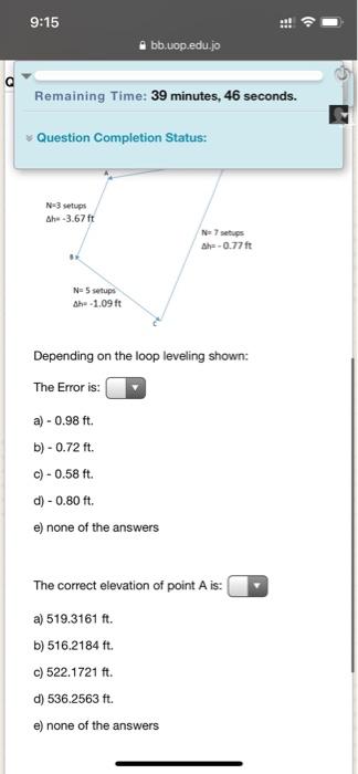 Solved 9:15 :)) . bb.uop.edu.jo Remaining Time: 39 minutes, | Chegg.com