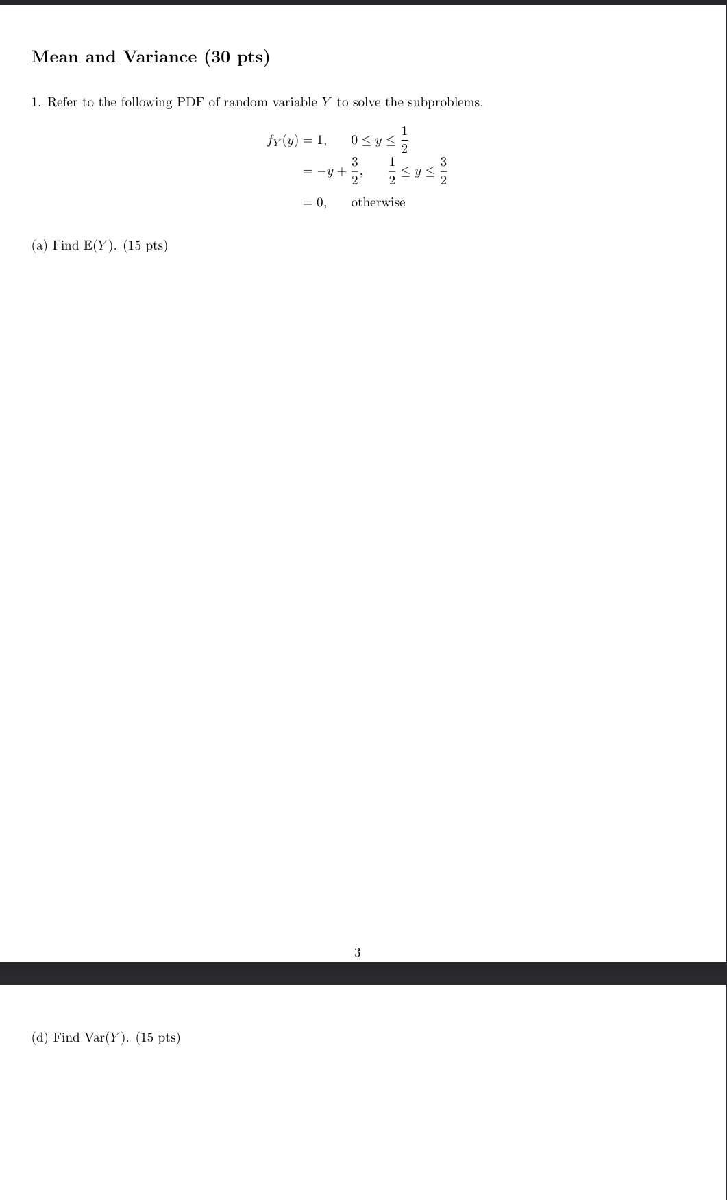 Solved by an EXPERT Mean and Variance (30 ﻿pts)Refer to the following PDF | Chegg.com