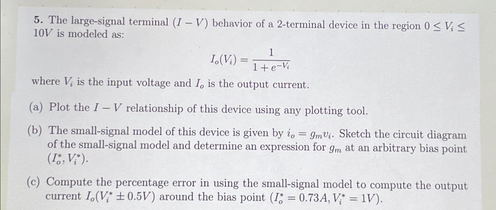 Solved The large-signal terminal (I-V) behavior of a | Chegg.com