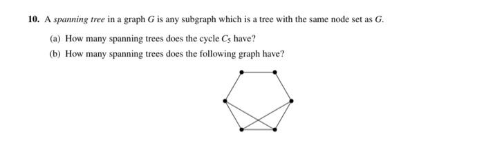 Solved 10 A Spanning Tree In A Graph G Is Any Subgraph