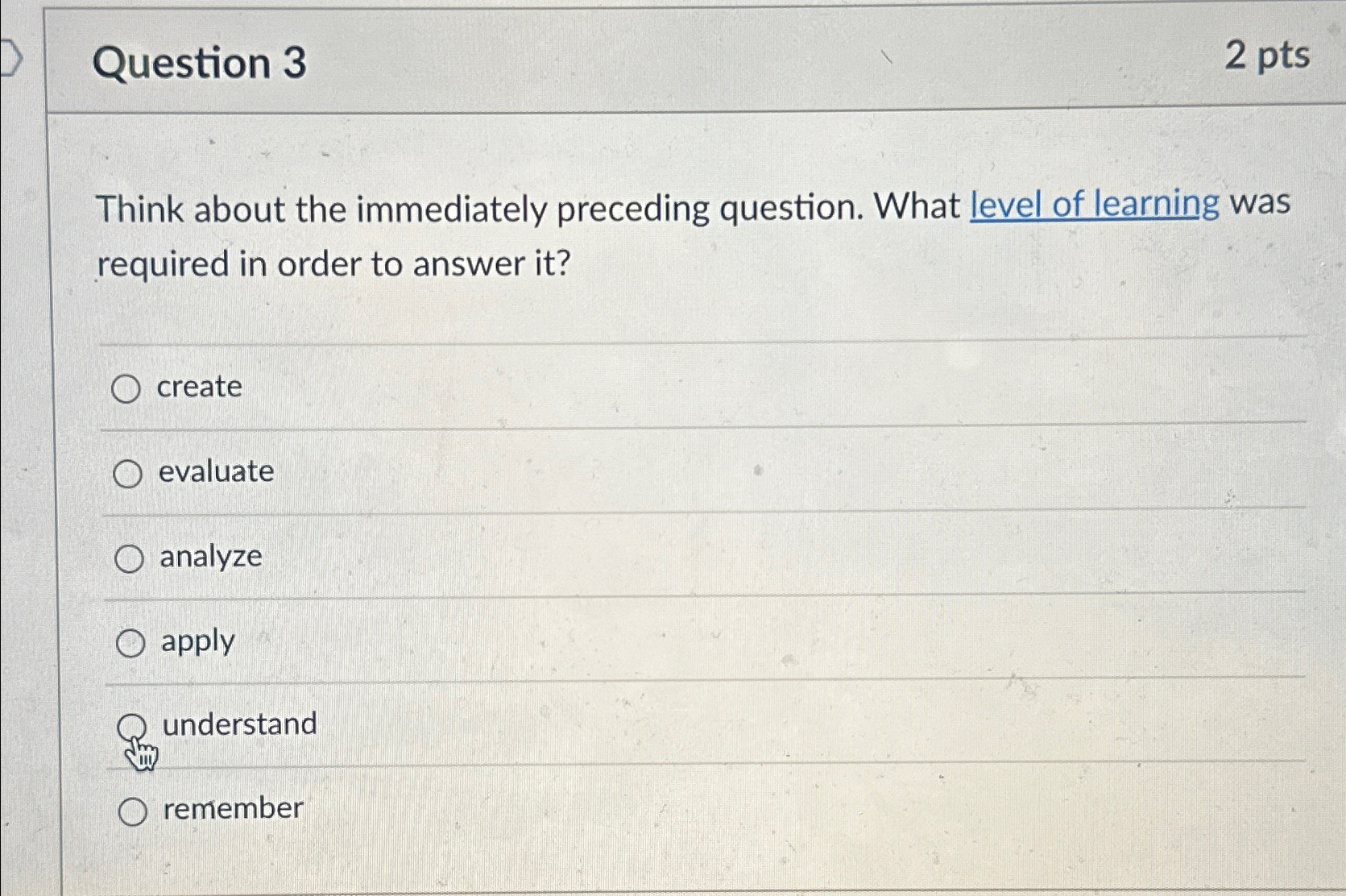 Solved Question 32ptsThink about the immediately preceding | Chegg.com