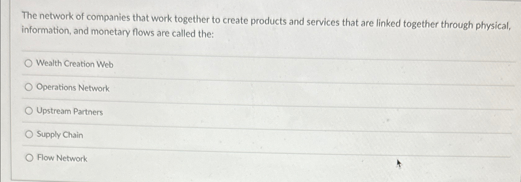 Solved The network of companies that work together to create | Chegg.com