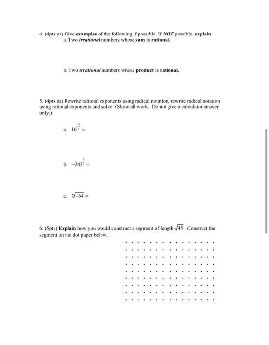 Solved 4. (4pts ea) Give examples of the following if | Chegg.com