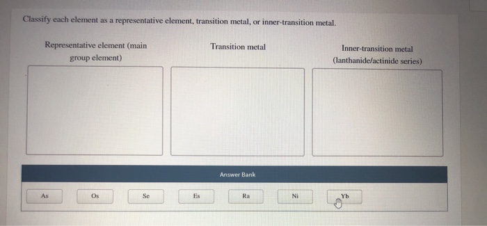 Solved Classify each element as a representative element, | Chegg.com