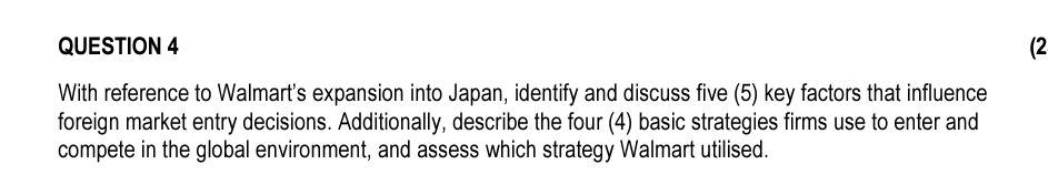 Solved QUESTION 4With reference to Walmart's expansion into | Chegg.com