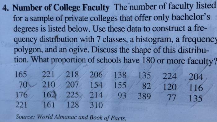 Solved 4. Number of College Faculty The number of faculty | Chegg.com