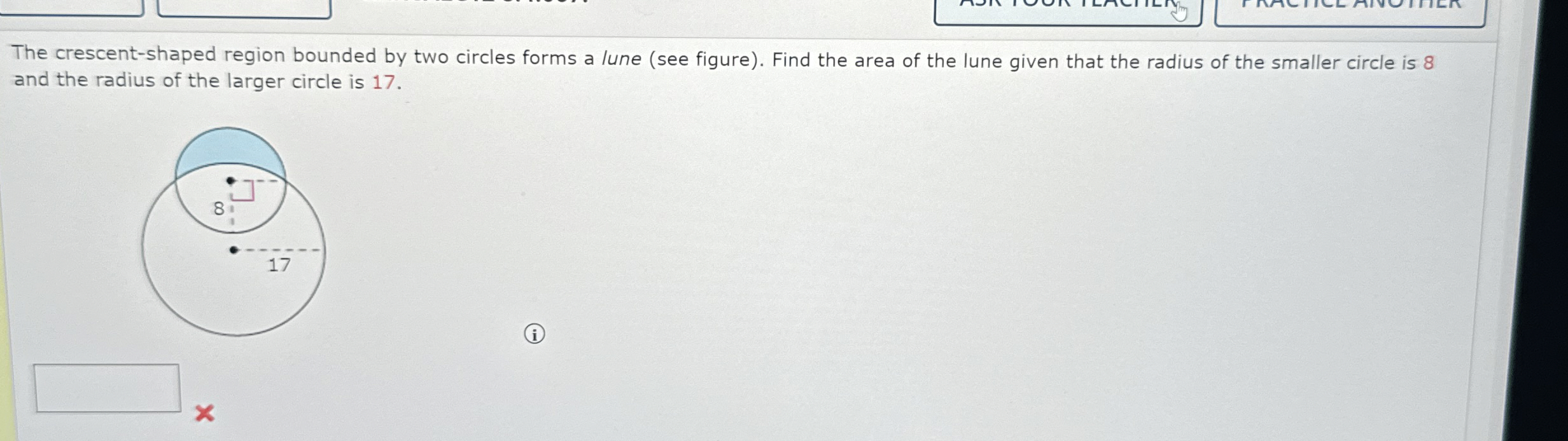 Solved The crescent-shaped region bounded by two circles | Chegg.com