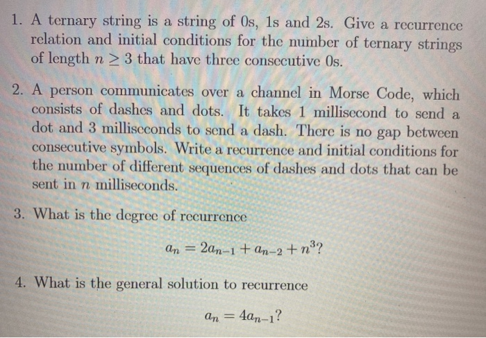 Solved 1. A ternary string is a string of Os, ls and 2s. | Chegg.com