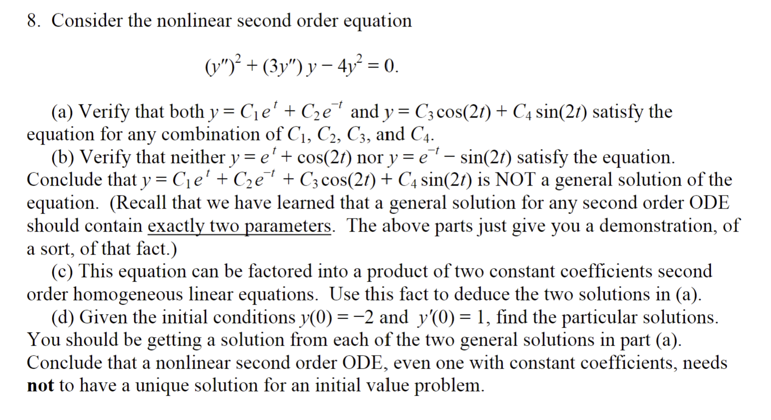 Solved Consider the nonlinear second order | Chegg.com
