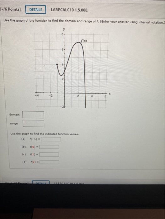 Solved [-16 Points) DETAILS LARPCALC10 1.5.008. Use the | Chegg.com