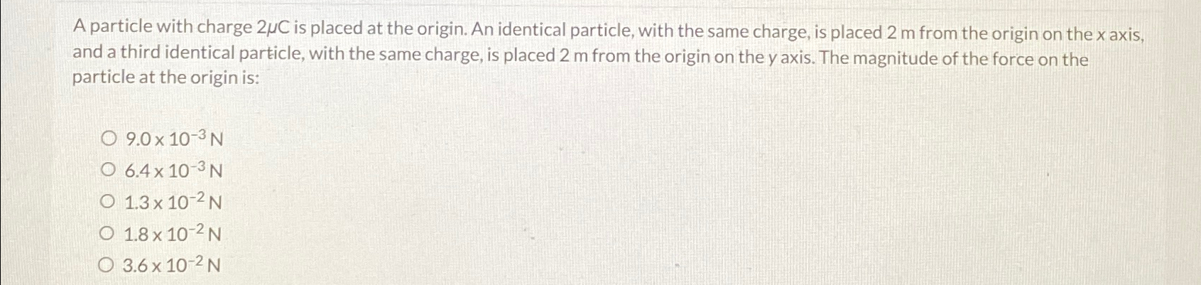 Solved A particle with charge 2\\\\mu C is placed at the | Chegg.com