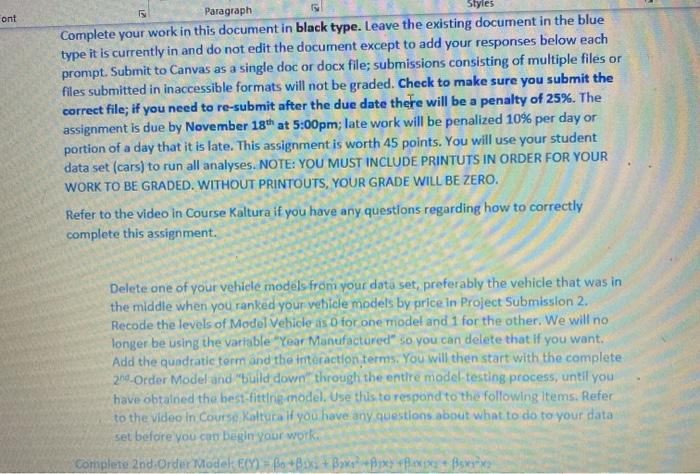 Complete your work in this document in black type. | Chegg.com