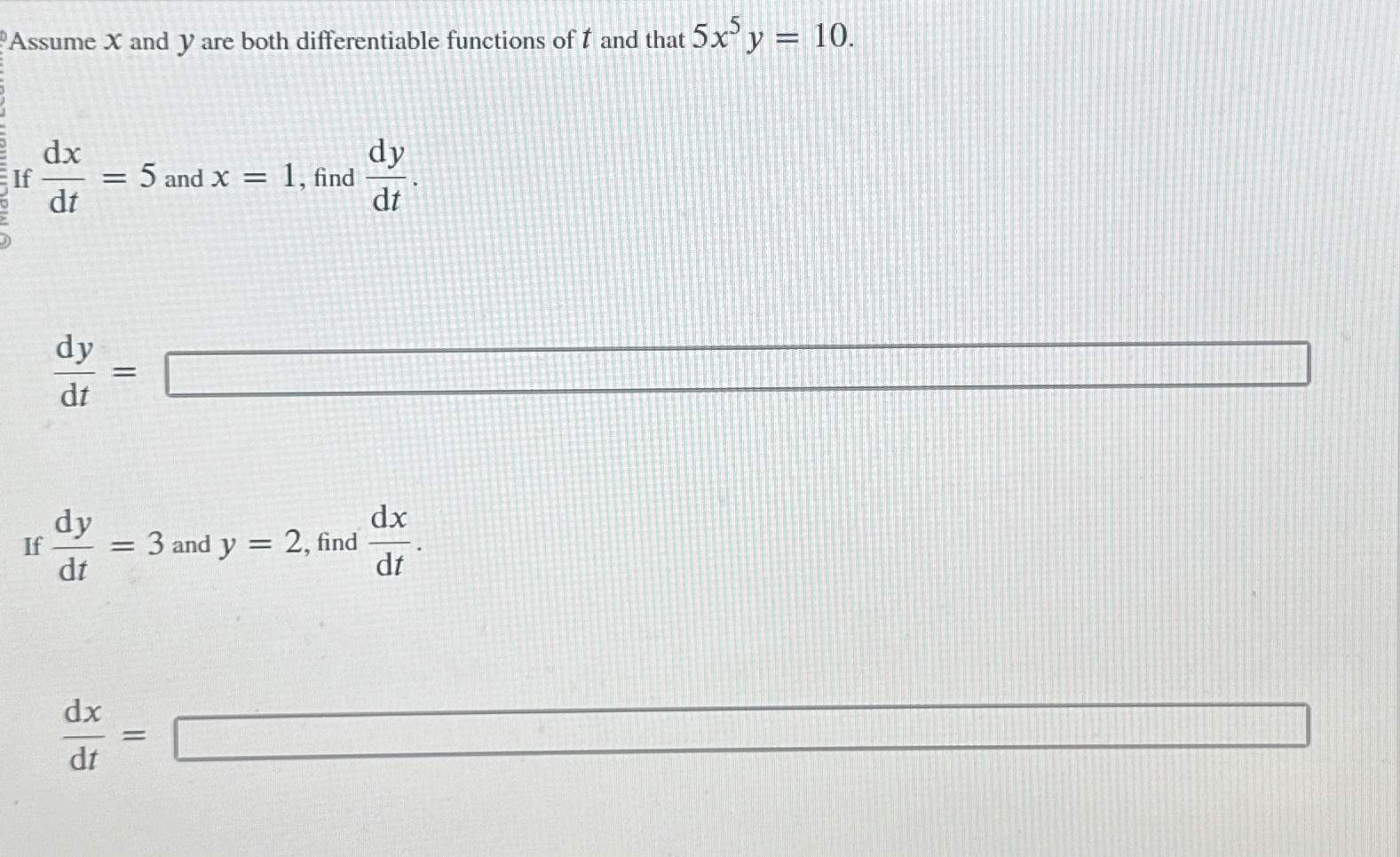 Solved Assume x ﻿and y ﻿are both differentiable functions of | Chegg.com