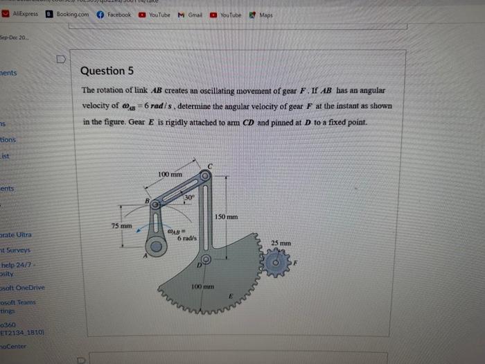 Solved The rotation of link AB creates an oscillating | Chegg.com