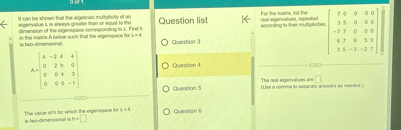 Solved It can be shown that the algebraic multiplicity of an | Chegg.com