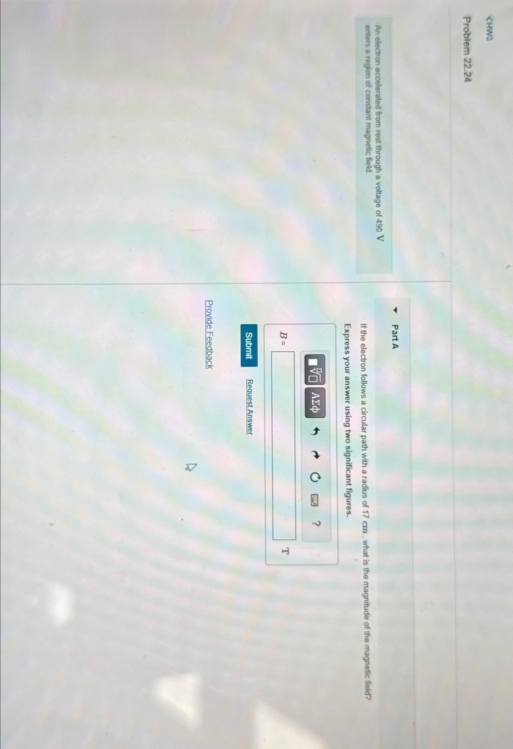 Solved 17cmB=490V ﻿enters a region of ﻿constant magnetic | Chegg.com