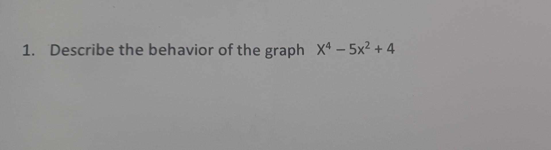 Solved 1. Describe the behavior of the graph x4−5x2+4 | Chegg.com