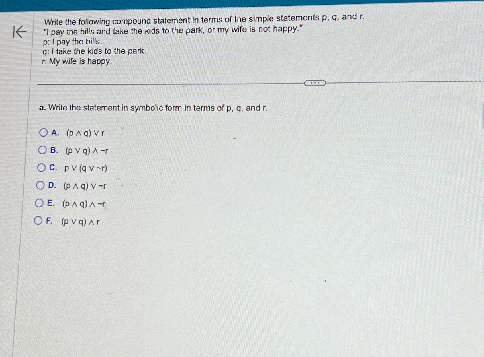 Solved Write the following compound statement in terms of | Chegg.com