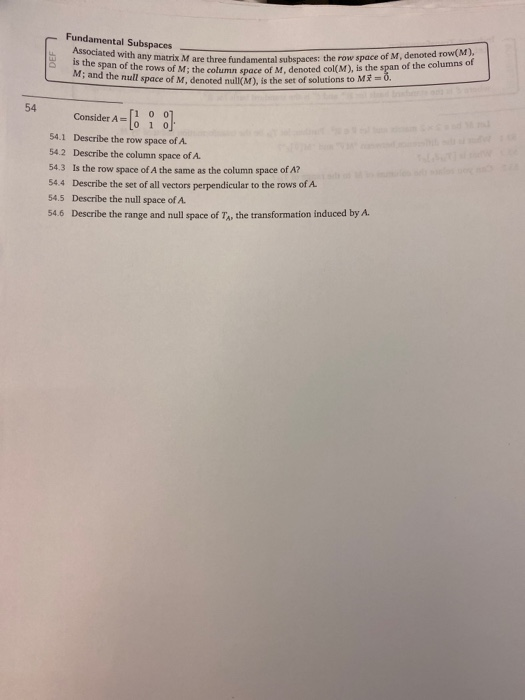 Solved Fundamental Subspaces Associated with any matrix M | Chegg.com
