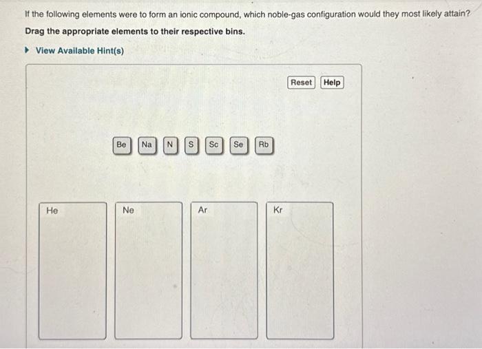 Solved If the following elements were to form an ionic | Chegg.com
