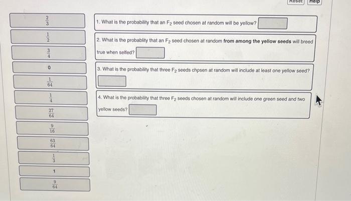 Solved 1. What is the probability that an F2 seed chosen at | Chegg.com