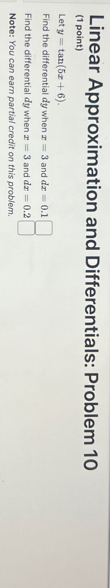 Solved Linear Approximation And Differentials Problem 101 1627