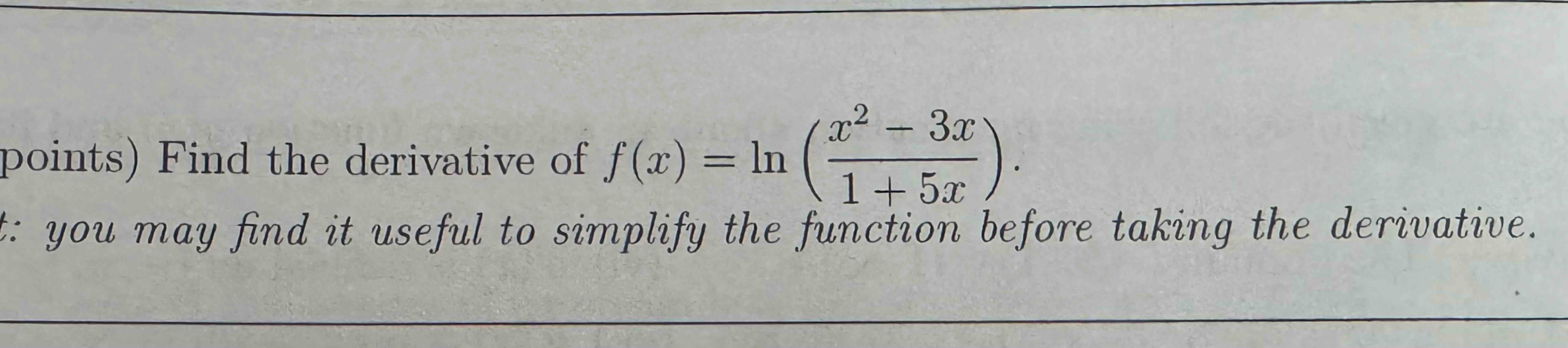 Solved points) ﻿Find the derivative of | Chegg.com