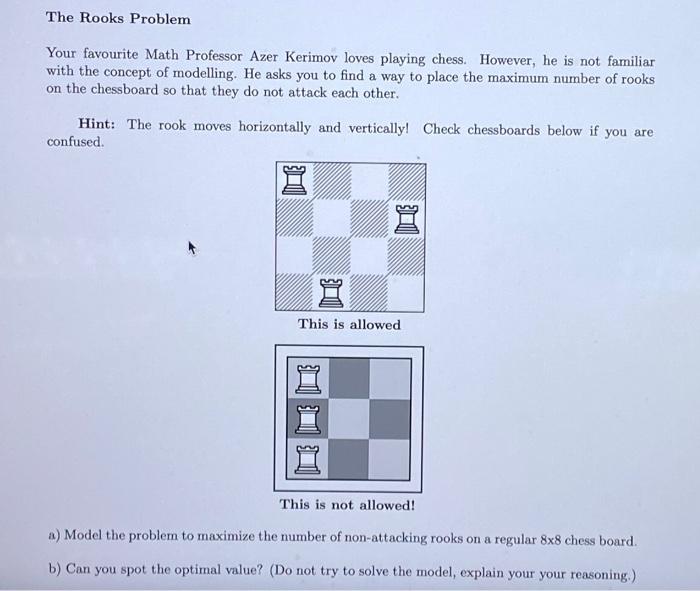 Solved The Rooks Problem Your favourite Math Professor Azer | Chegg.com