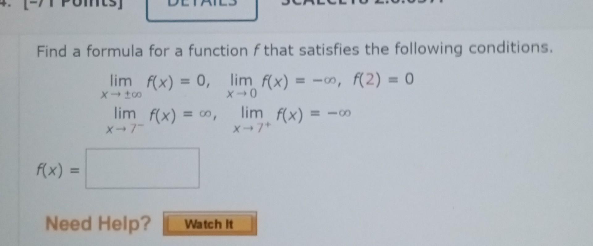 Solved Find a formula for a function f that satisfies the | Chegg.com