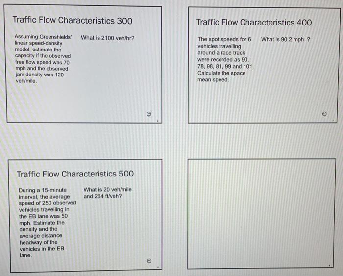 Solved Traffic Flow Characteristics 300 Traffic Flow | Chegg.com