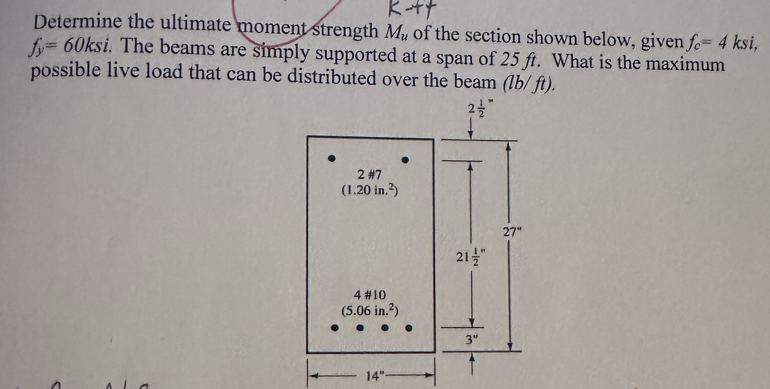 Solved Determine the ultimate moment strength Mu ﻿of the | Chegg.com