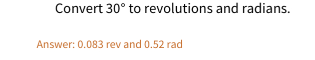 Solved Convert 30° ﻿to revolutions and radians.Answer: | Chegg.com