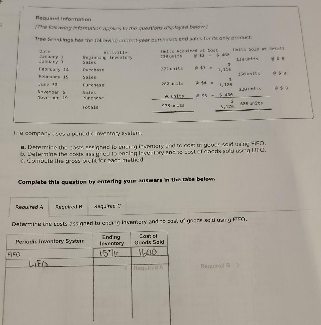 4. Compute gross profit earned by the company for | Chegg.com
